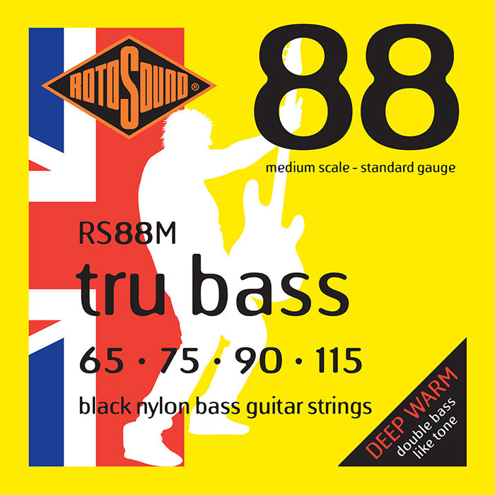 RS88M Rotosound Tru Bass 88 string set electric bass black nylon flatw ...