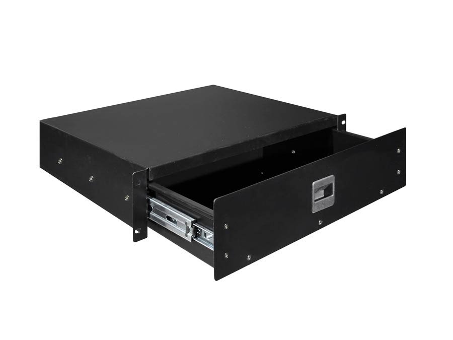 19 inch rack drawer 2HE with lift lock, internal height 73mm – Alegree